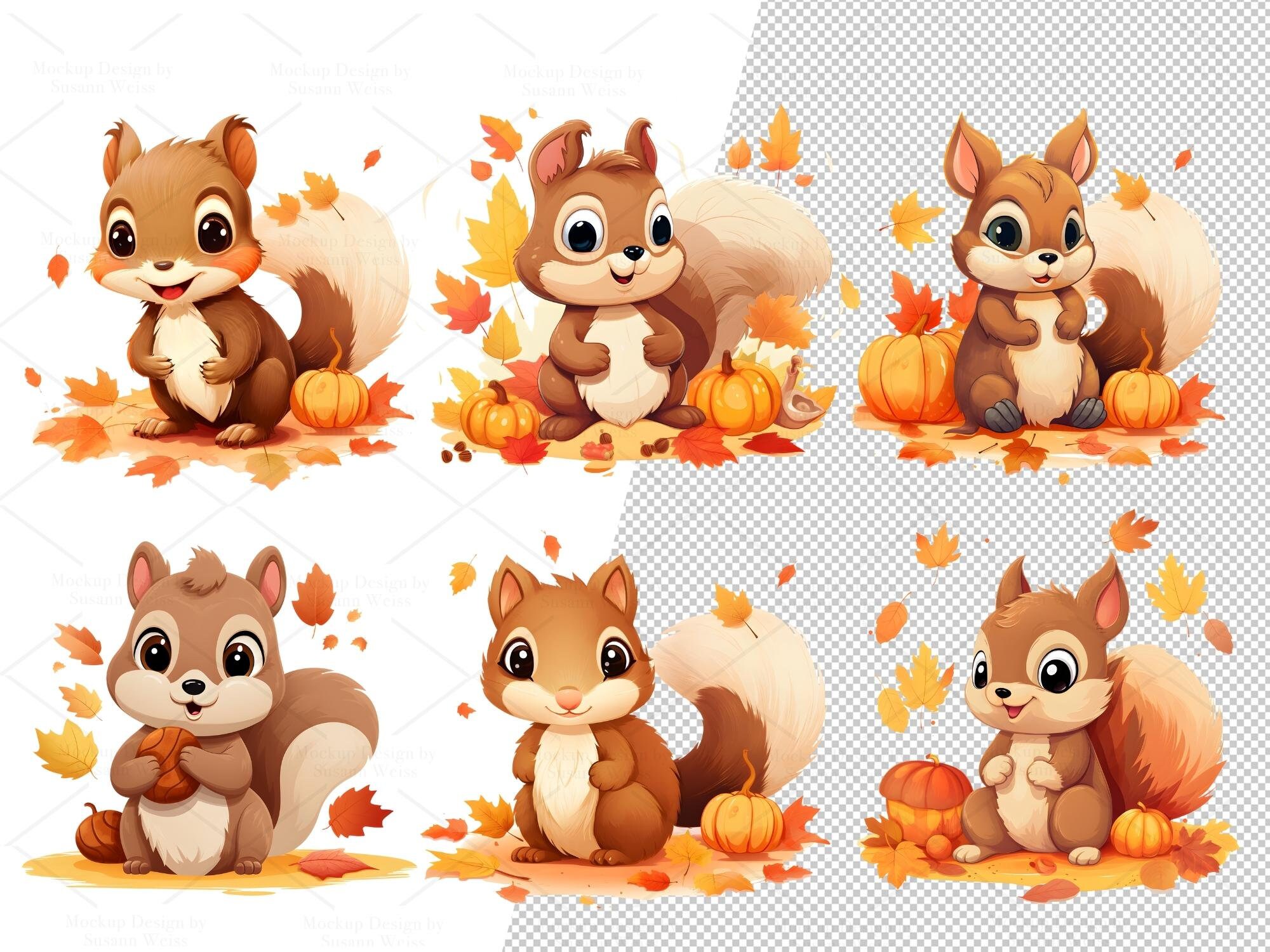 30 Digital Cute Autumn Sticker Clip Art Set, Cute Autumn Sticker ...