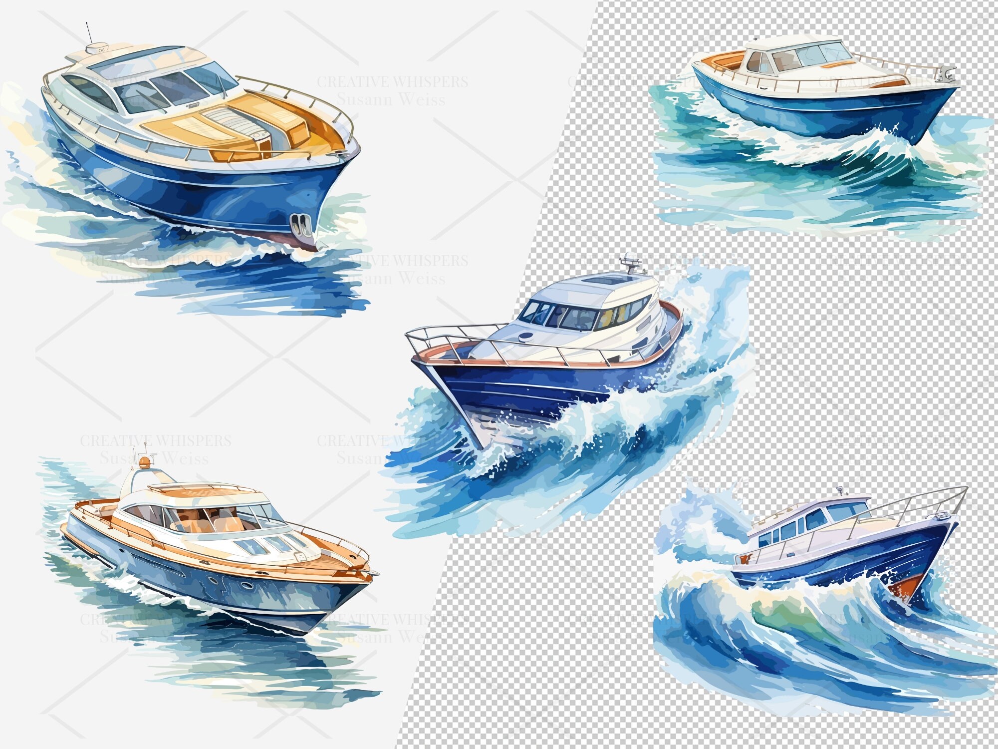20 Watercolor Speedboat, Vehicle, SVG, PNG, Commercial Use, Clipart ...