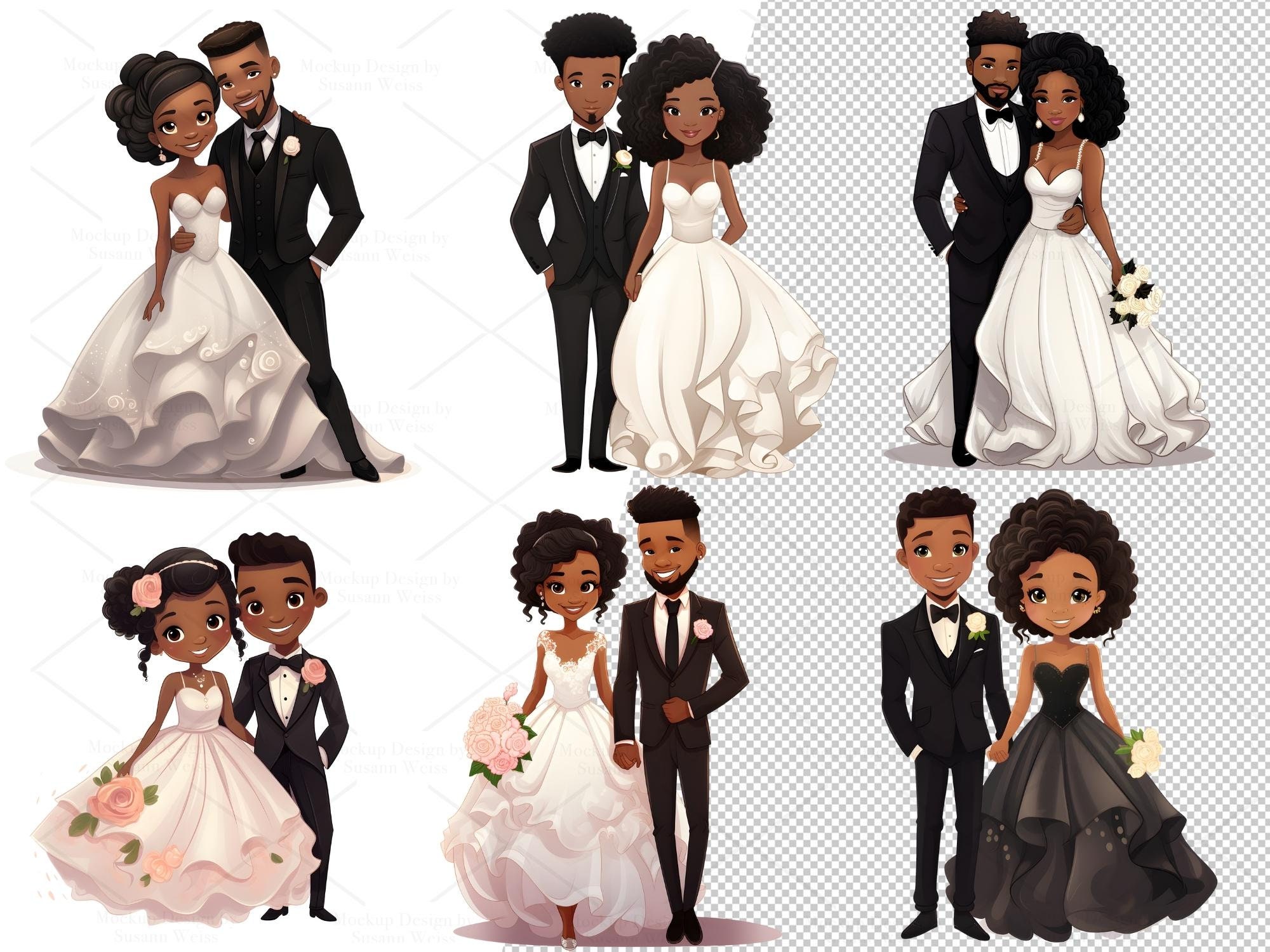 24 Cute Wedding Couple Clipart Set, Wedding Couple Sticker, Sublimation ...