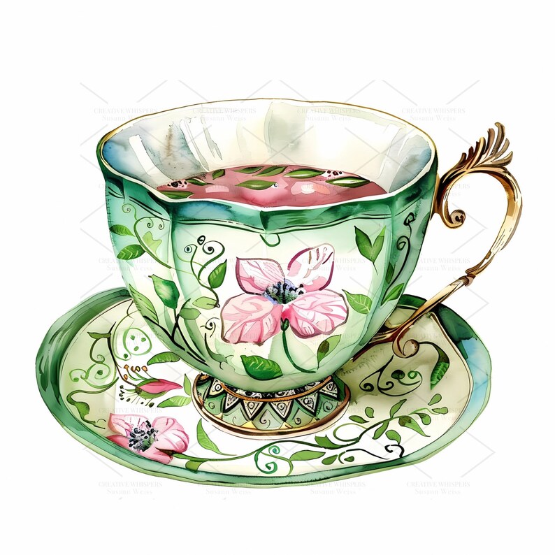 Watercolor Teacup Clipart Bundle: Floral Tea Cup Illustrations (digital ...