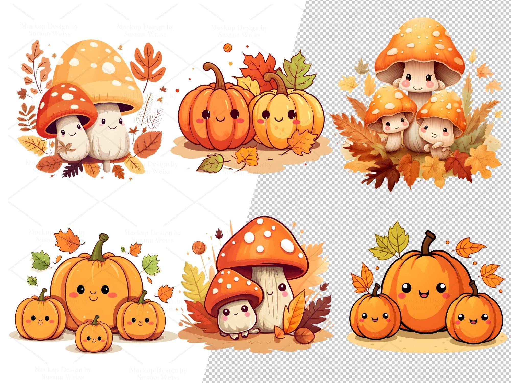 30 Digital Cute Autumn Sticker Clip Art Set, Cute Autumn Sticker ...