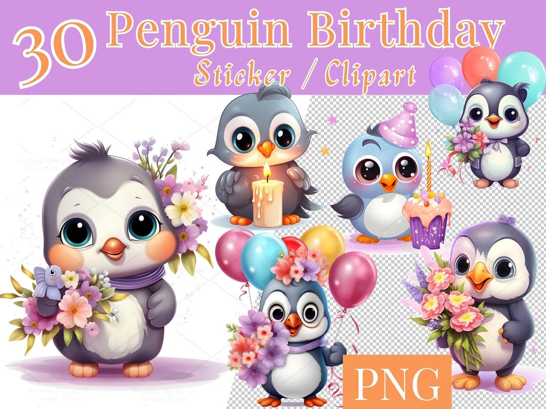 30 Digital Cute Penguin Clip Art Set, Cute Penguin Sticker, Sticker Png ...