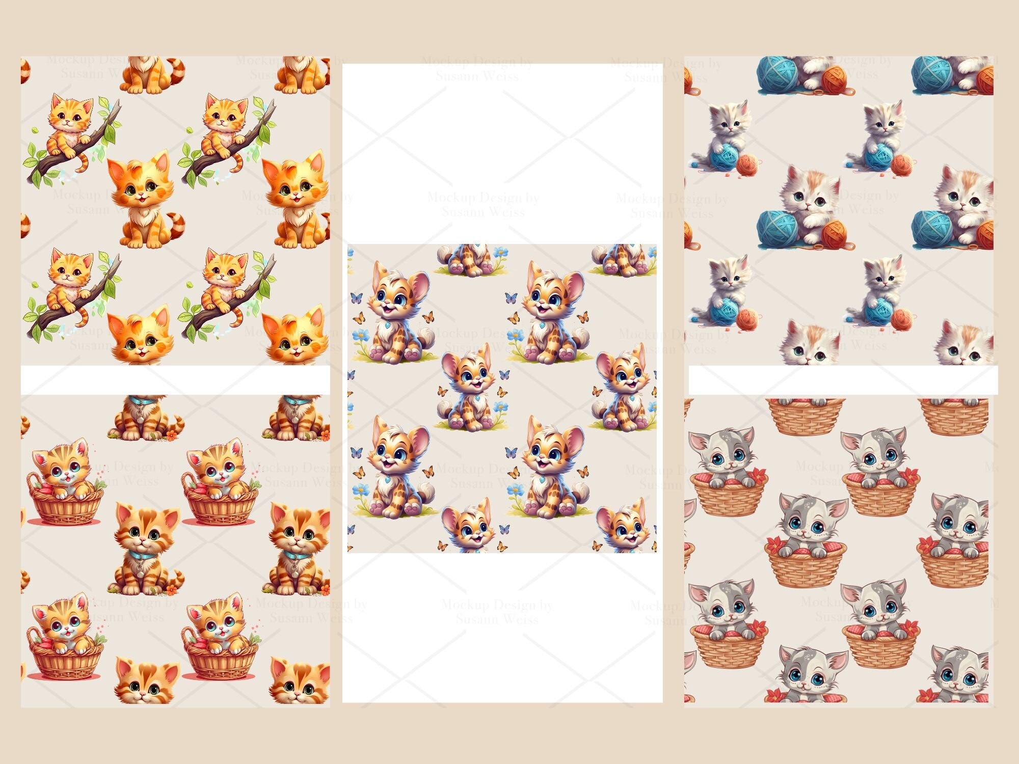 10 Cute Cats Seamless Pattern Pack A Collection of 10 Unique Cats ...