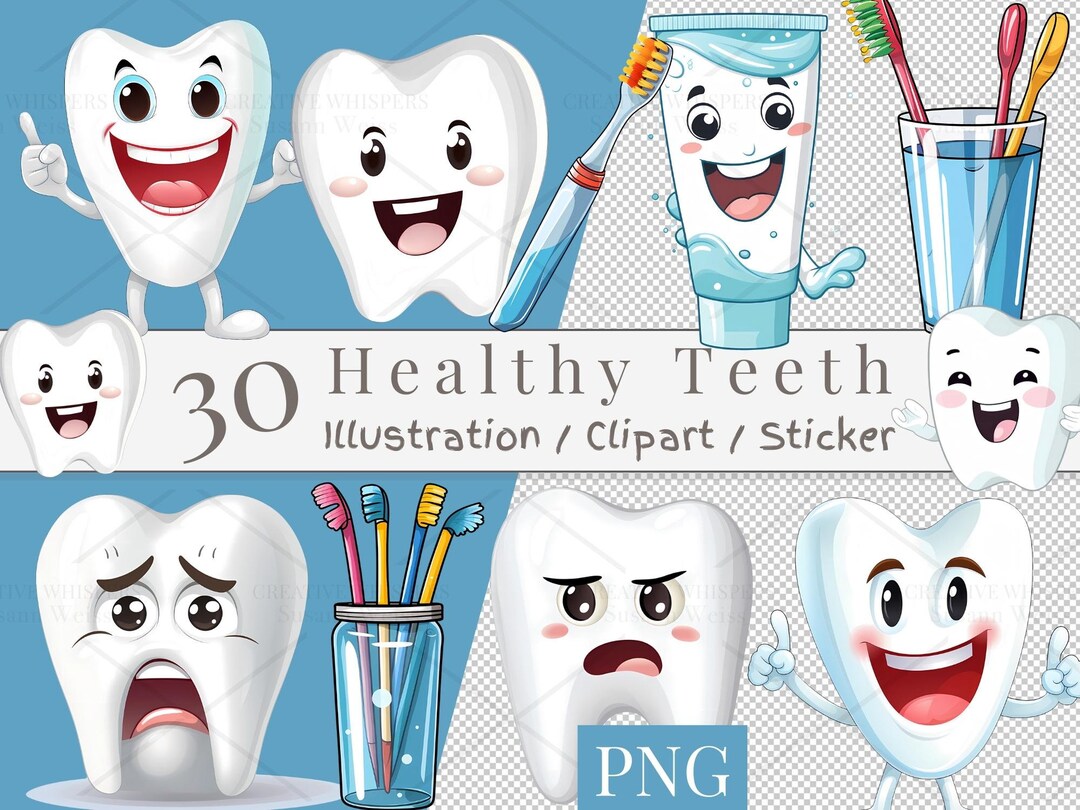 30 Cute Clipart Dental Hygiene Stickers for Kids - Big Fun in Dental ...