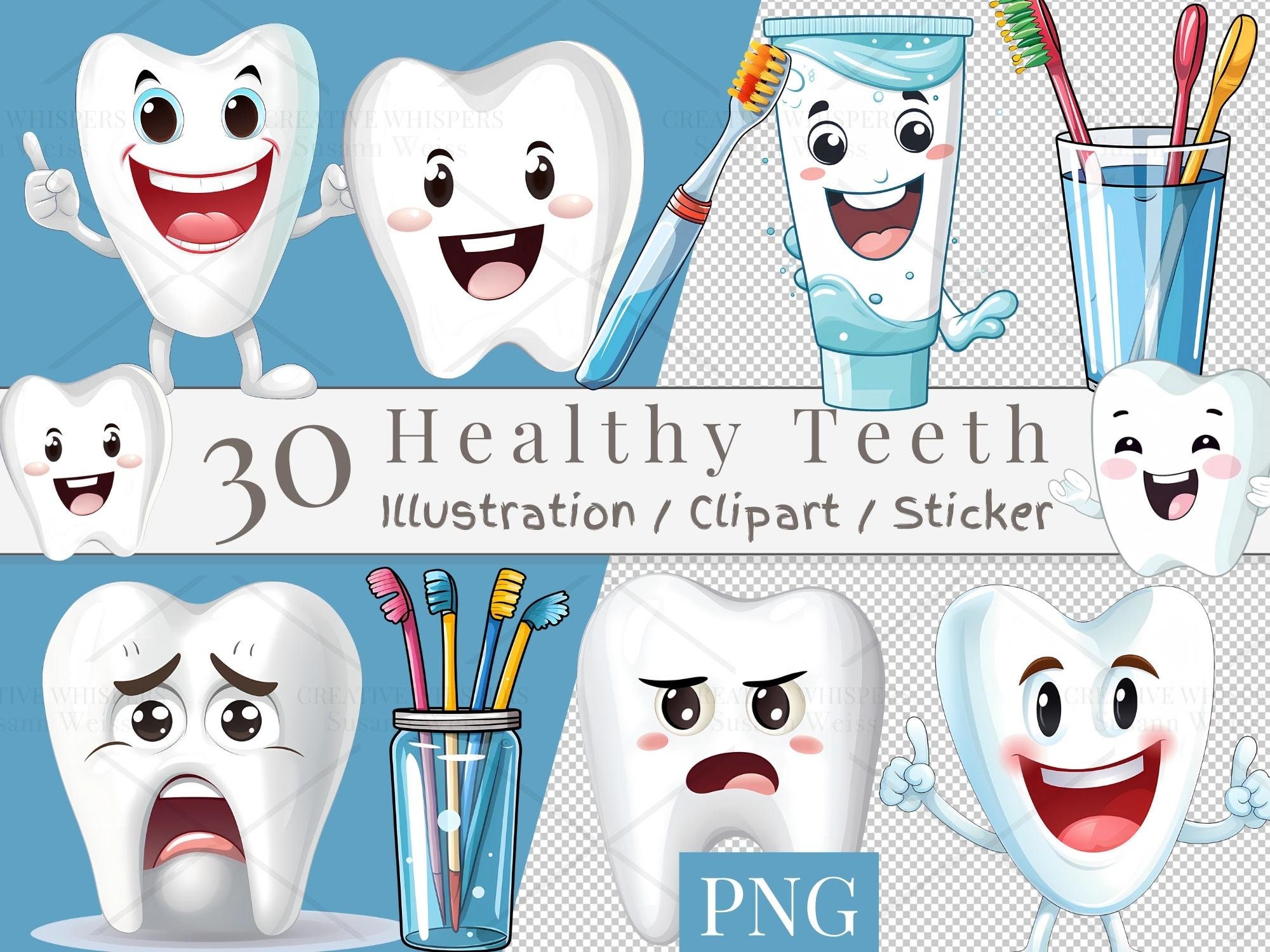 30 Cute Clipart Dental Hygiene Stickers for Kids - Big Fun in Dental ...