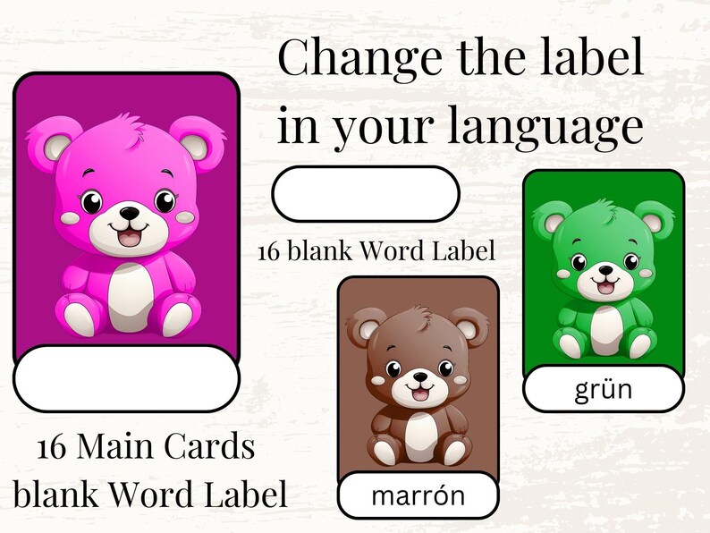16 Cute Teddy Bear Flashcards for Kids Discover Colors Playfully PDF - Etsy