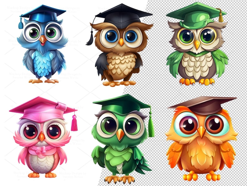 28 + 4 for Free Digital Cute Graduation Owl Clipart Set, Graduation Owl ...