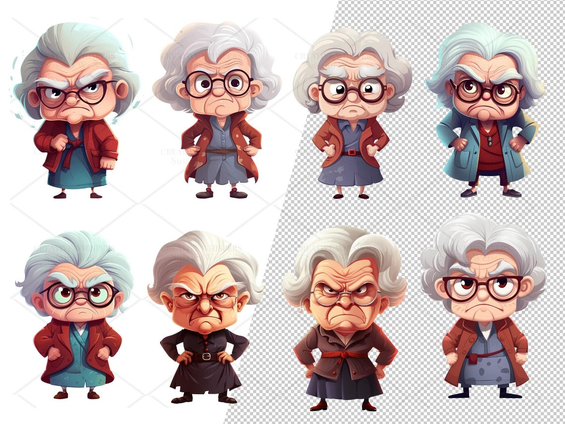 32 Angry People Clipart – Cute Mad Characters PNG Bundle – Funny ...