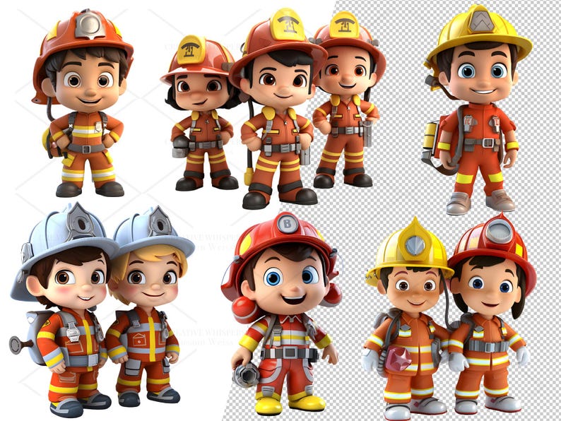 Firefighter PNG Clipart – 3D Kids, Trucks, Fire Station (digital ...