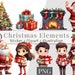30 Digital Cute Christmas Clip Art Set, Cute Christmas Sticker ...