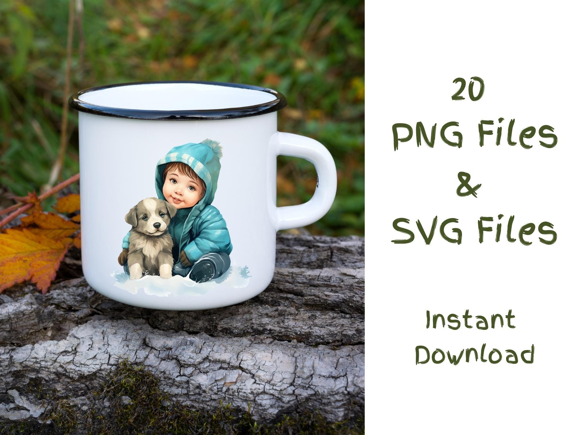 20 Cute Boy With Dog Stickers, Clipart Digital Downloads With ...