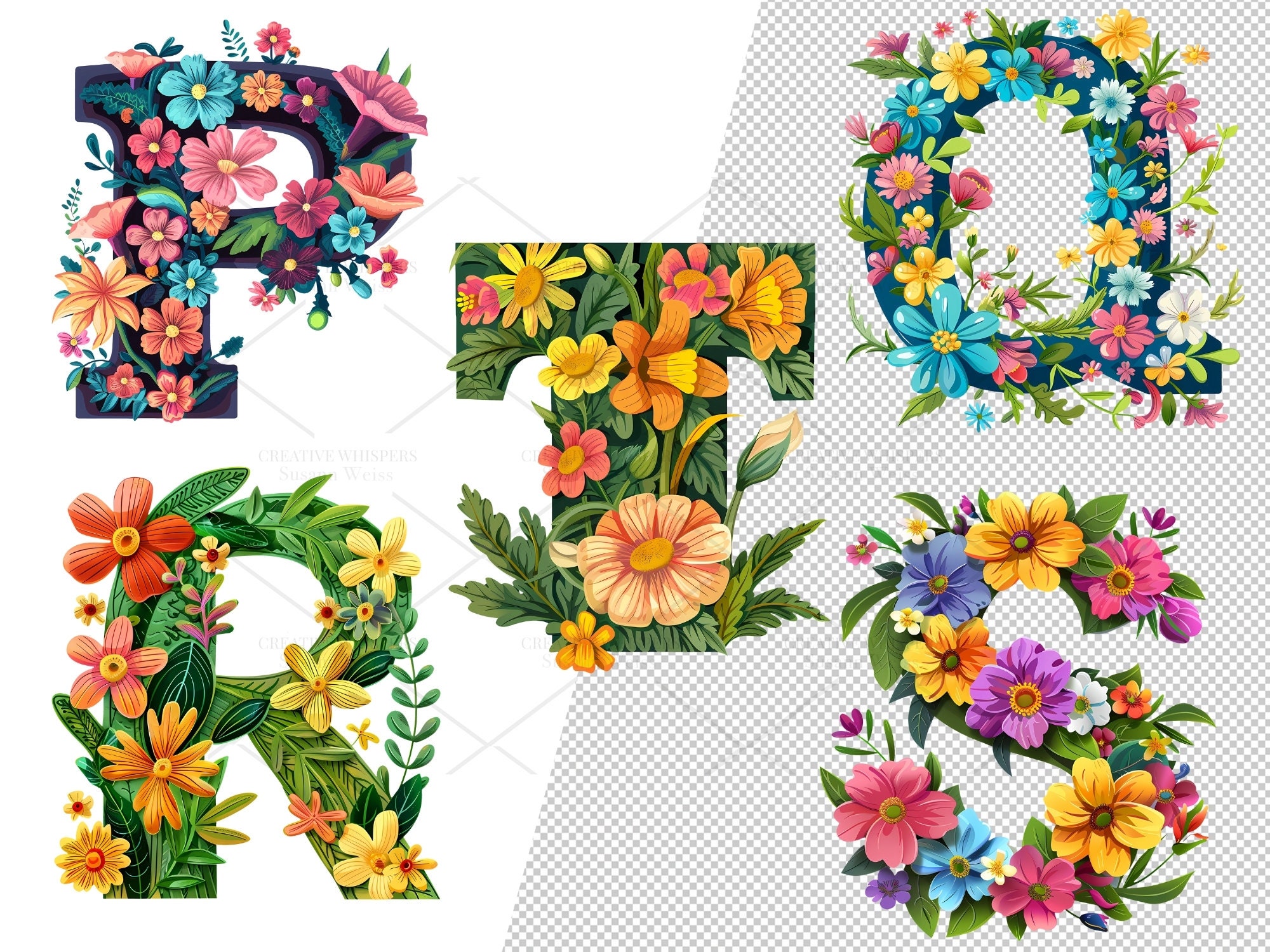 Flowers Alphabet Clipart Abc Bundle 26 High Quality Pngs, Journaling ...