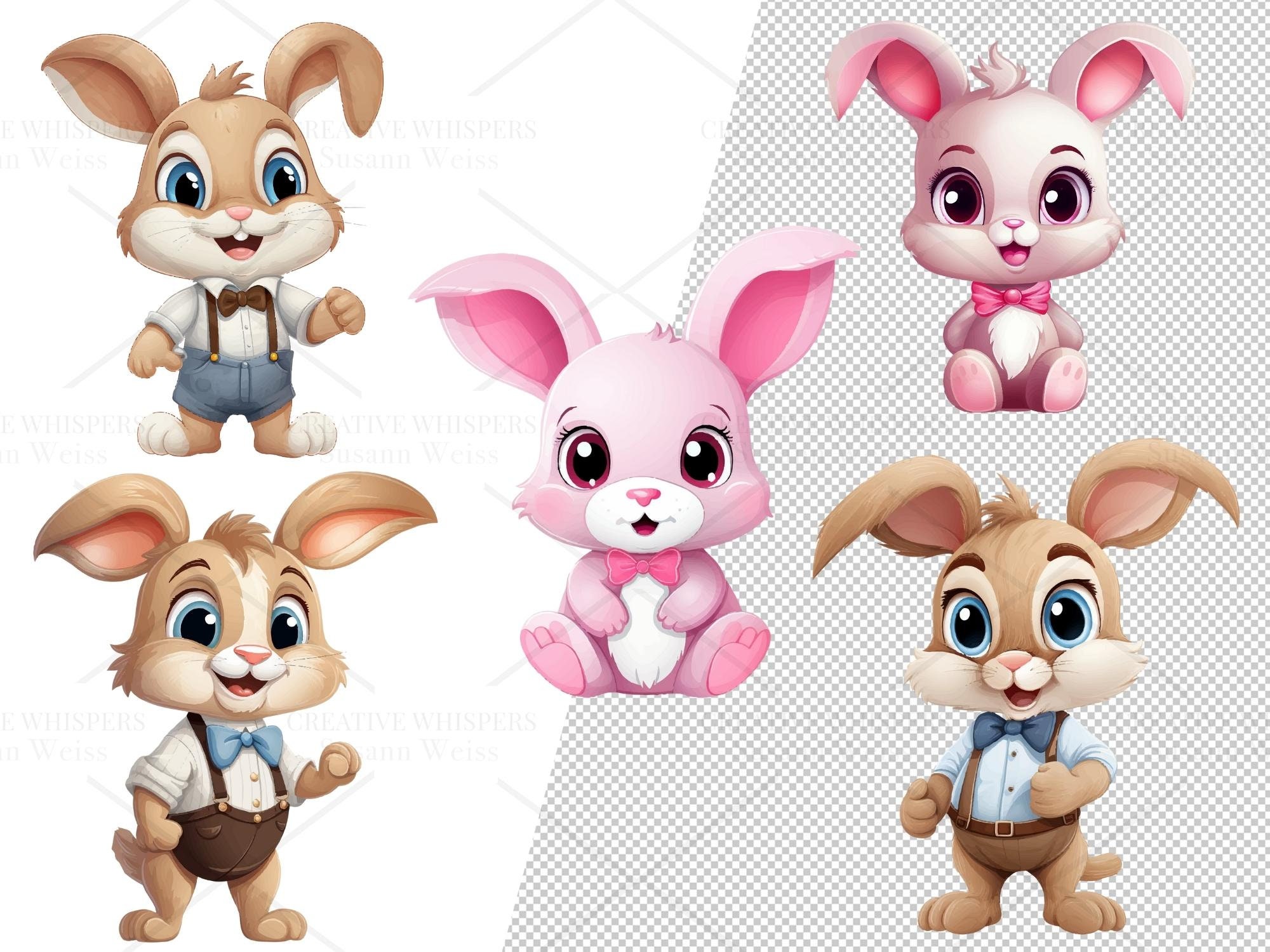 20 Cute Rabbits Stickers Clipart Digital Downloads With - Etsy