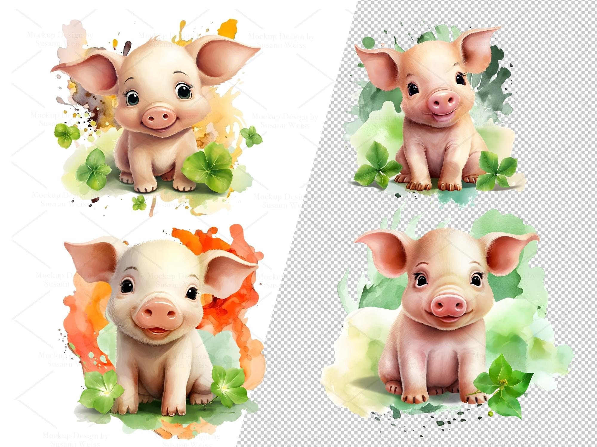 16 Digital Cute Pig Clip Art Set Cute Pig Sticker - Etsy