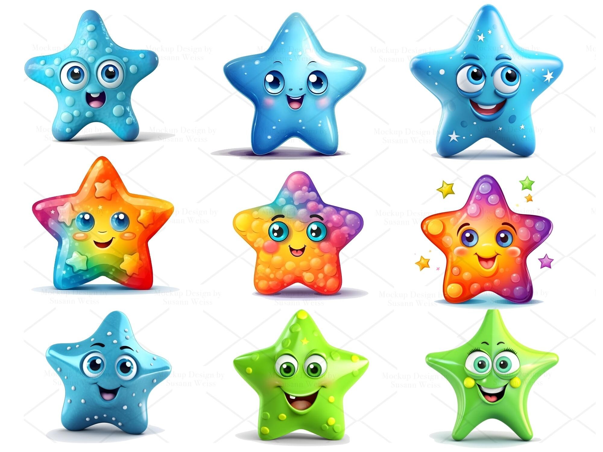 53 Digital Cute Star Clip Art Set, Cute Star Sticker, Cute Star ...