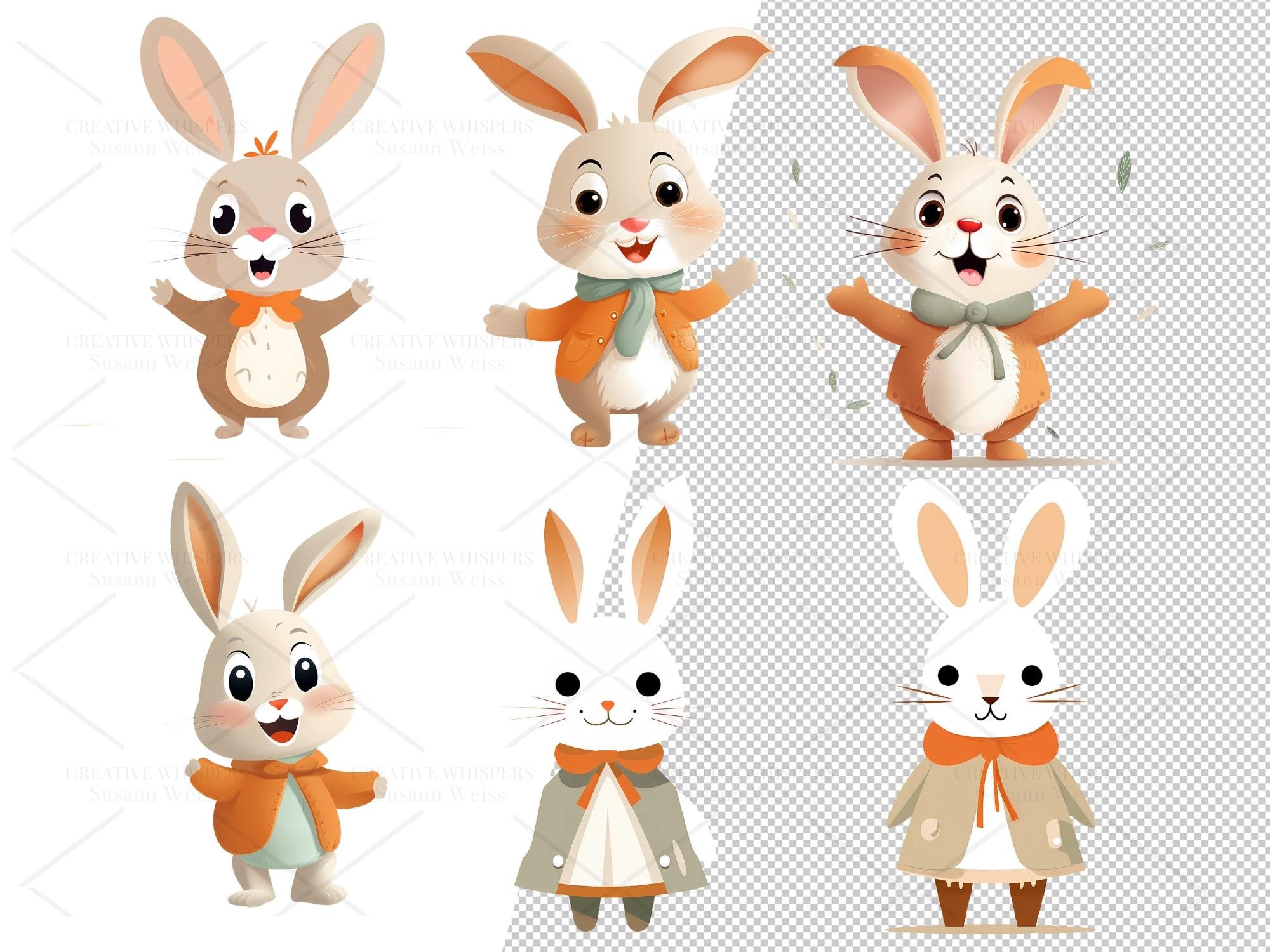 30 Digital Cute Rabbit Clip Art Set Cute Rabbit Sticker - Etsy