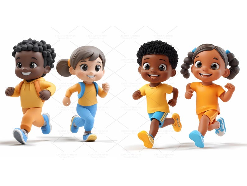 12 Activity Childrens Running 3d Bundle- High Quality Illustration Jpgs ...