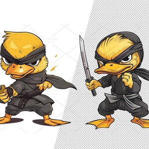 Duck Ninja Clipart Bundle – 10 PNG Illustrations, Craft Graphics ...