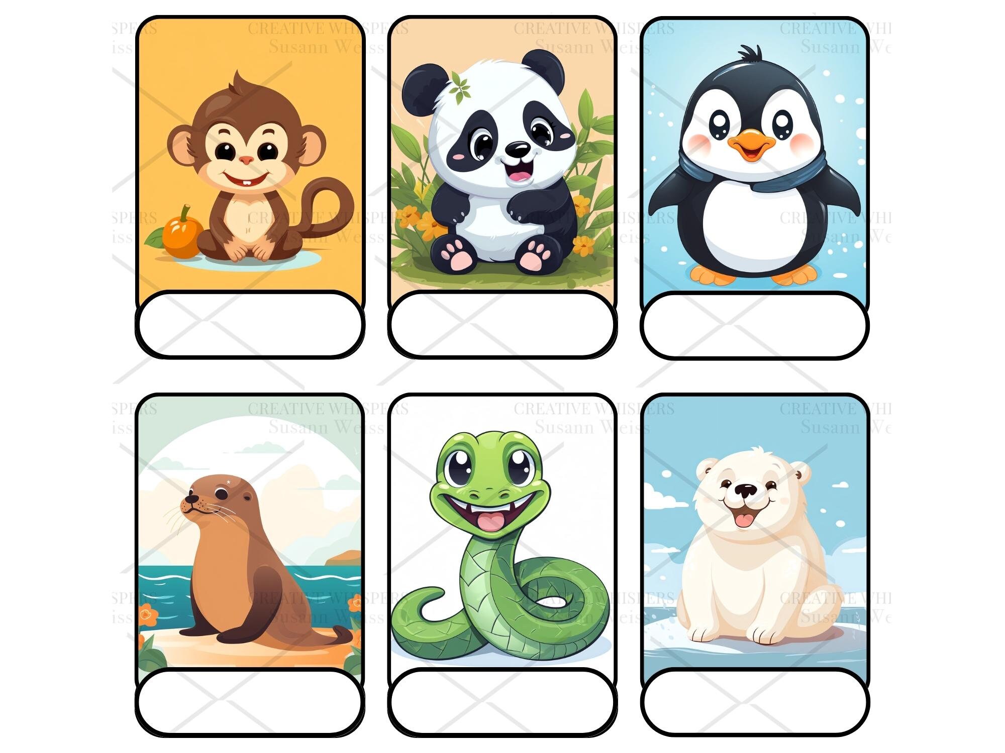 20 Adorable Zoo Animal Flashcards for Kids Learning Cards - Etsy