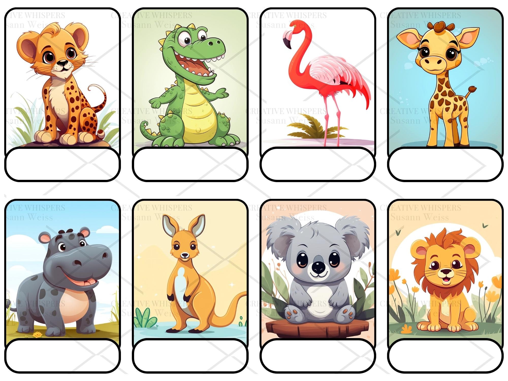 20 Adorable Zoo Animal Flashcards for Kids Learning Cards - Etsy