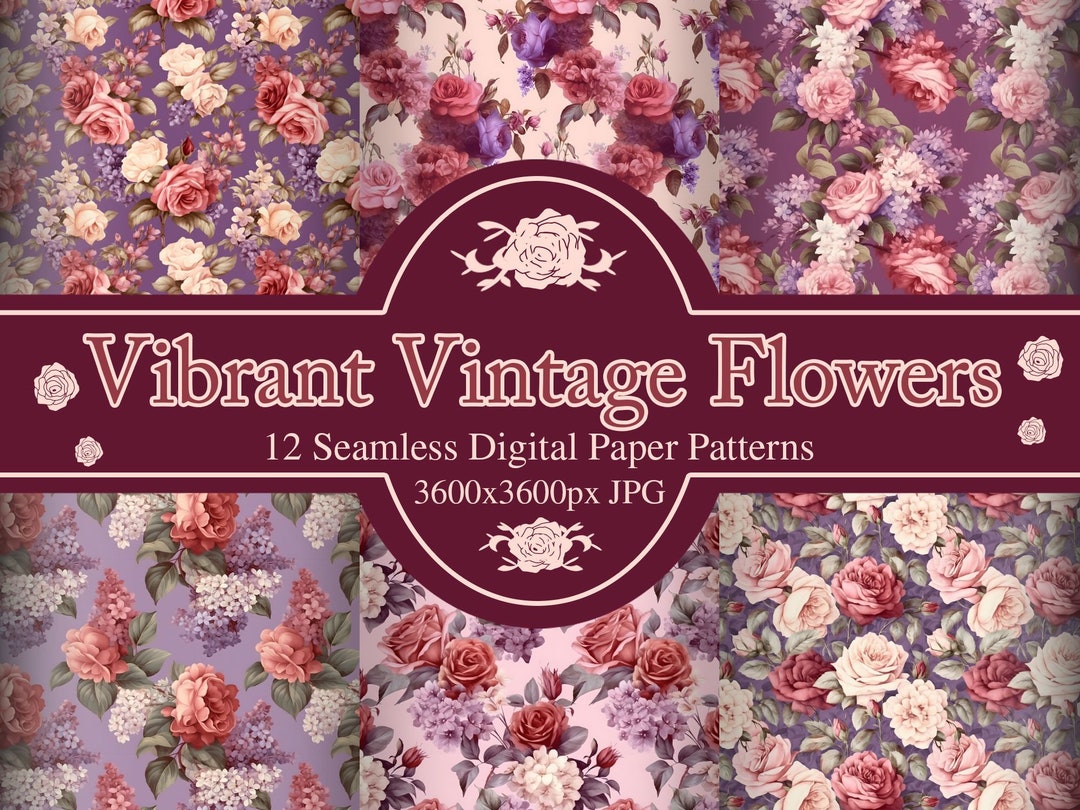 12 Elegant Flower Digital Paper Seamless Pattern, Paper Ose Pattern ...