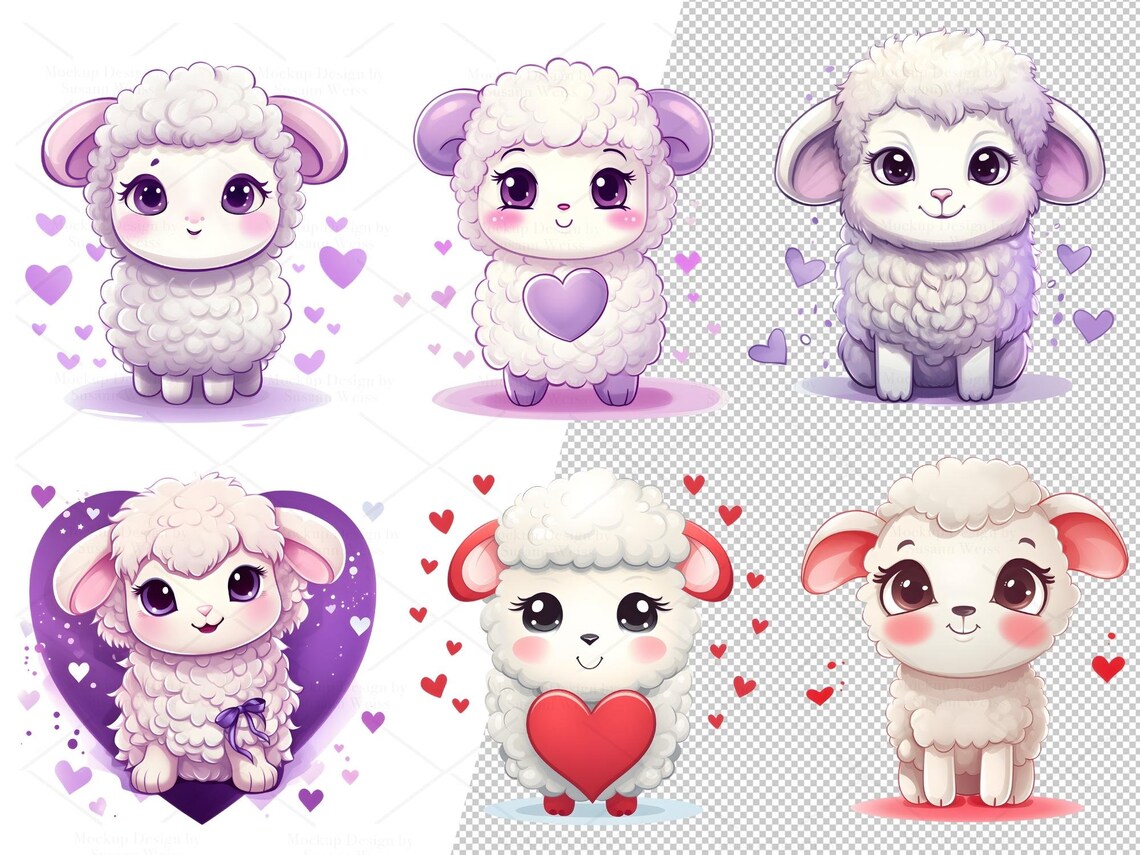 30 Digital Cute Lamb Clipart Set, Cute Lamb Sticker, Cute Lamb ...