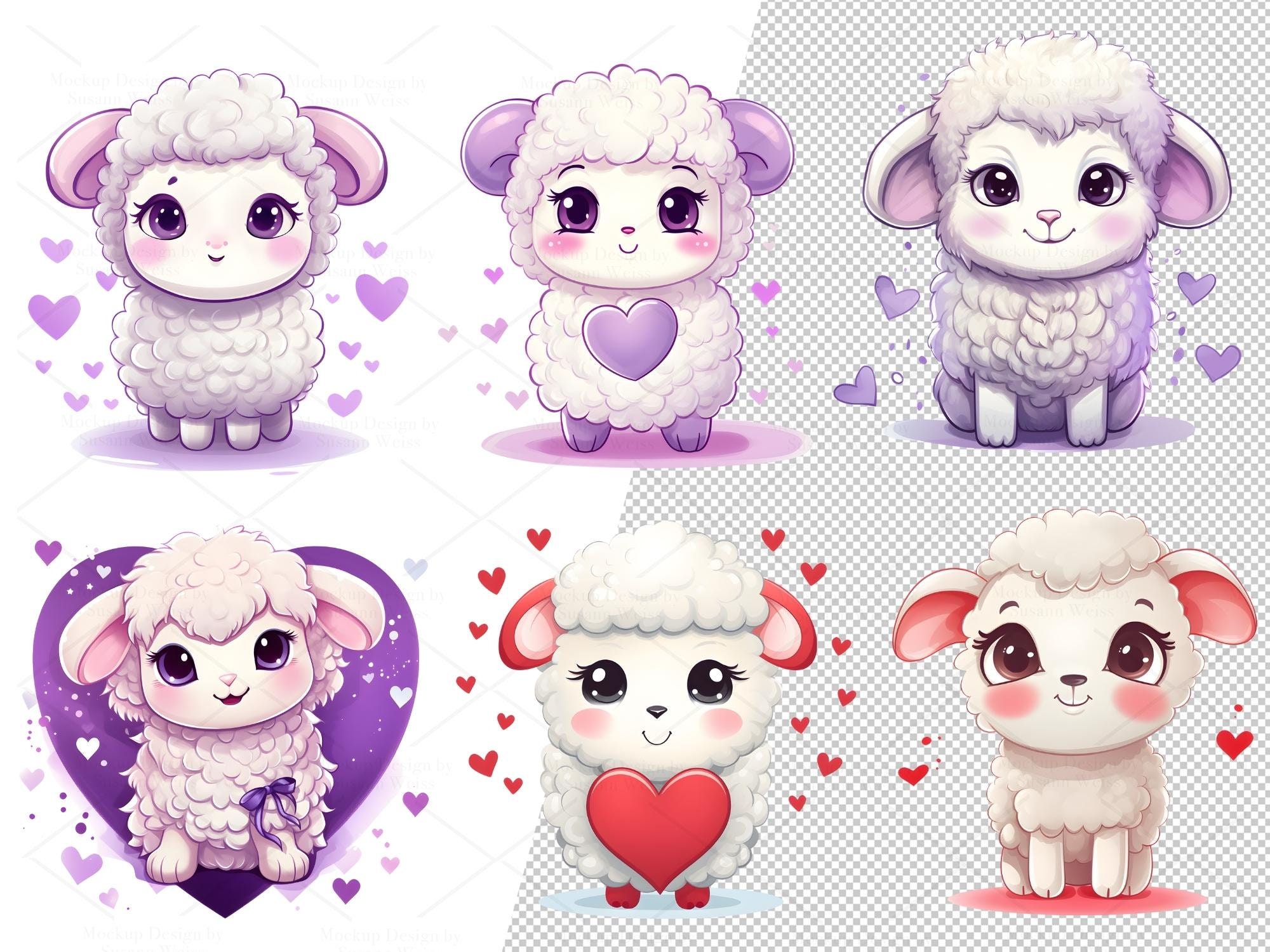 30 Digital Cute Lamb Clipart Set, Cute Lamb Sticker, Cute Lamb ...