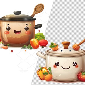 Cute Cooking Pot With Vegetables Illustration Clipart Bundle- 10 High ...