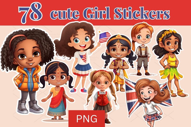 78 Digital Cute Girl Clip Art Set Cute Girl Sticker Cute - Etsy