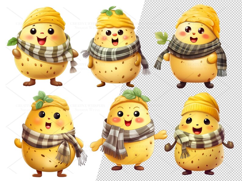 30 Cute Potato Clipart Set, Cute Potato Sticker, Sublimation Design ...