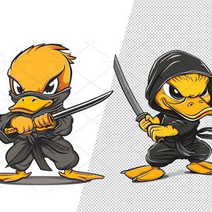 Duck Ninja Clipart Bundle – 10 PNG Illustrations, Craft Graphics ...