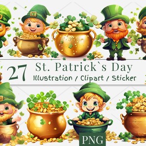 27 Digital Cute St. Patricks Clipart Set, Cute St. Patricks Sticker ...
