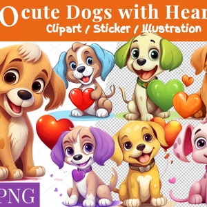 30 Digital Cute Dog Clip Art Set, Cute Dog Sticker, Cute Dog Colorful ...
