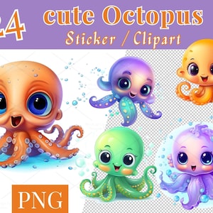 24 Vibrant Octopus Sticker Collection: Colorful and Adorable Decals for ...