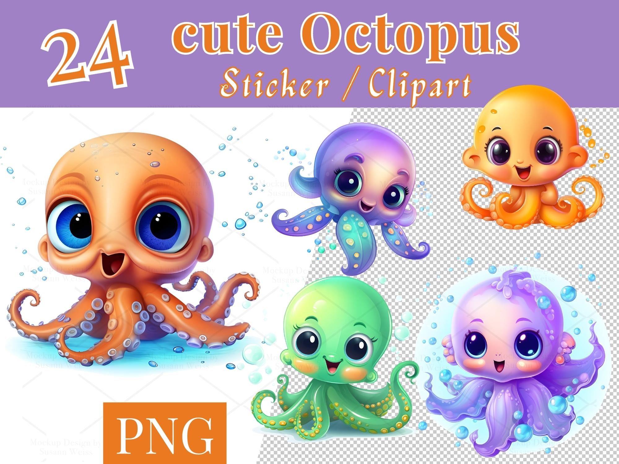 24 Vibrant Octopus Sticker Collection: Colorful and Adorable Decals for ...