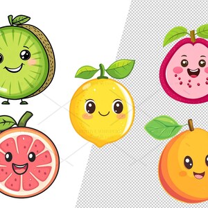 Cute Funny Fruits Cartoon Sticker, Clipart Bundle- 28 High Quality Pngs ...