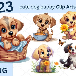 23 Cute Puppy Clipart Bundle – Adorable Dog Pngs for Kids Invitations ...