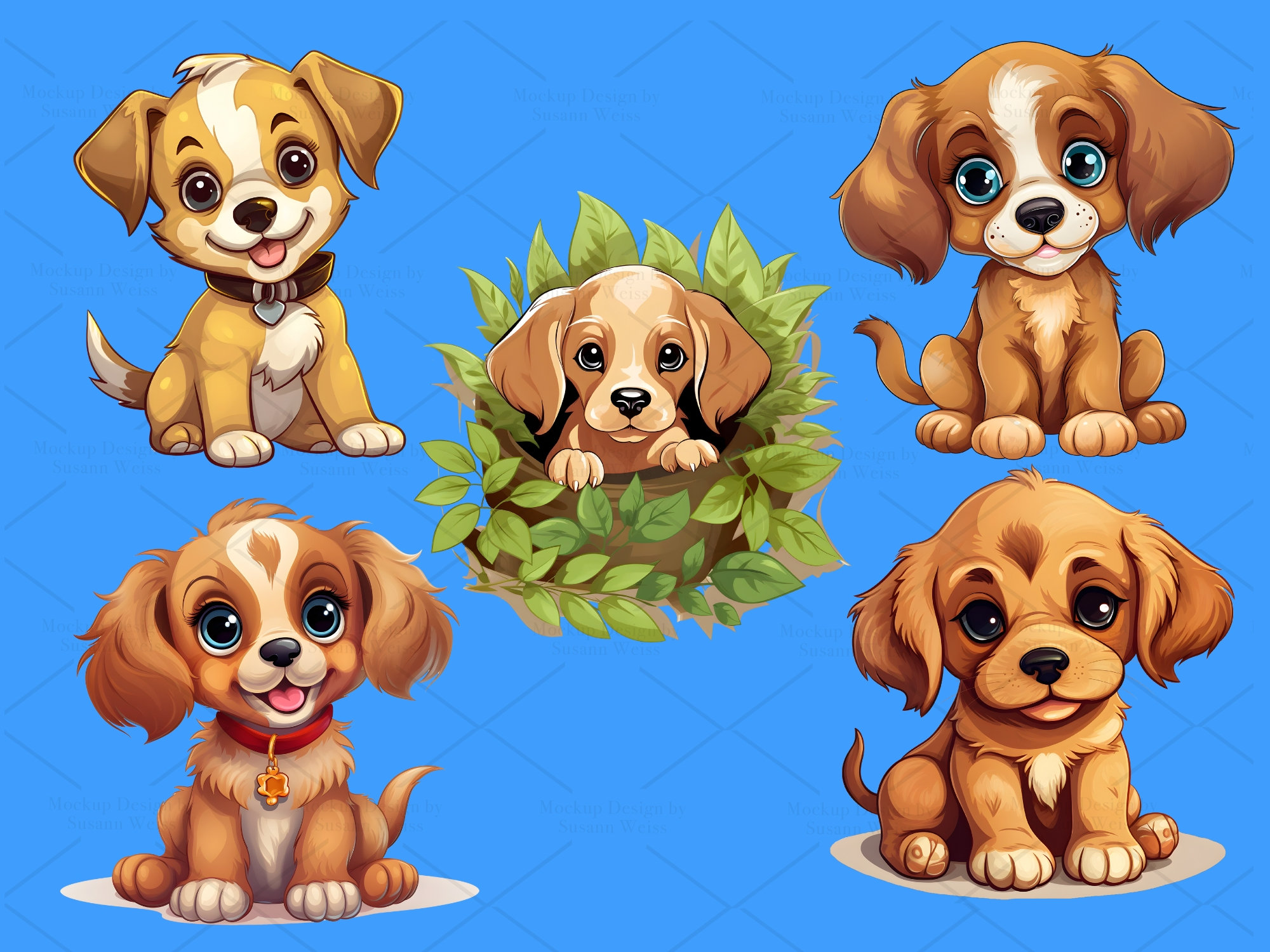 Digital Clipart Set With 23 Cute Puppy Dog Clip Arts - Etsy Canada