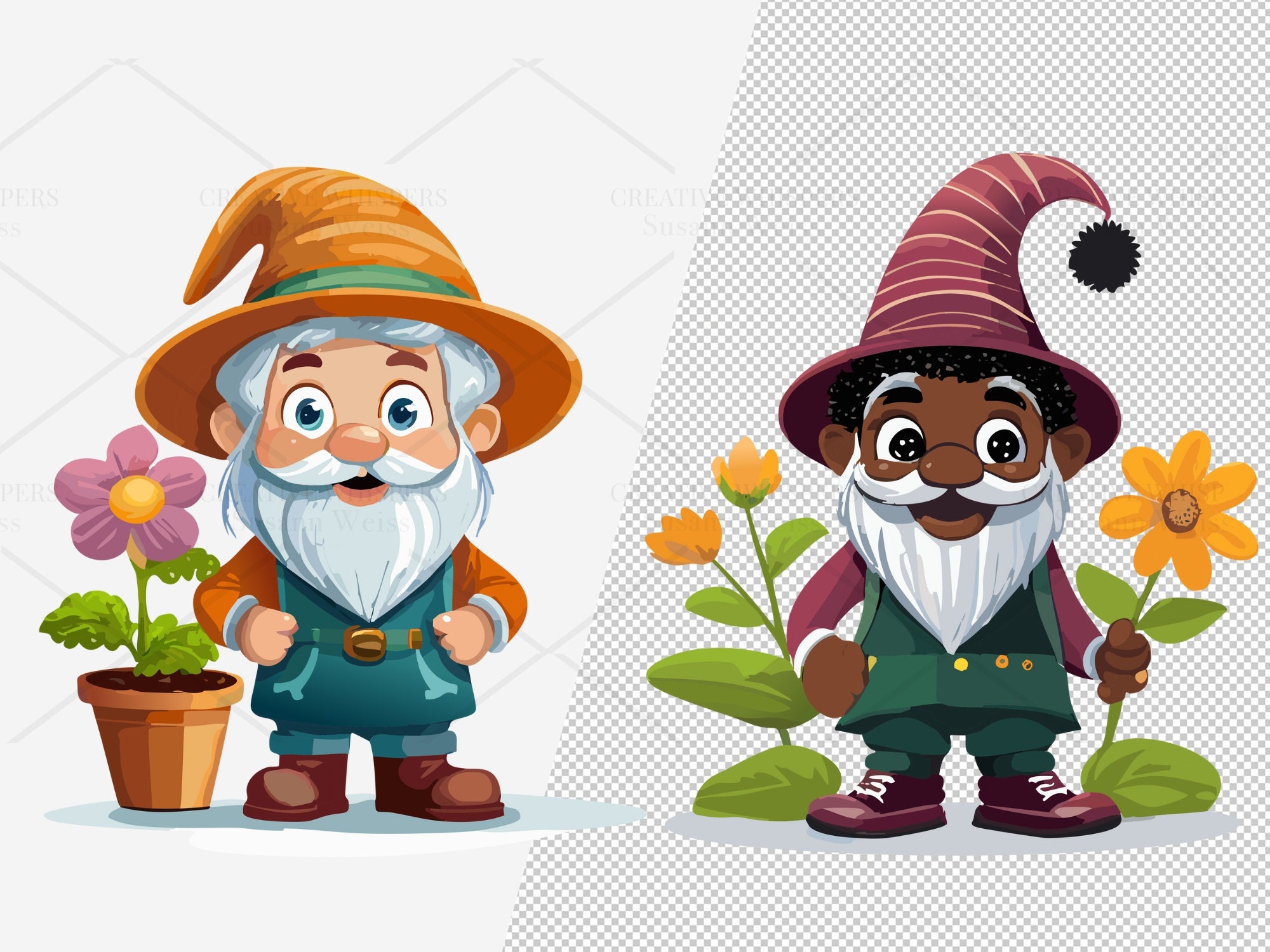 Gardener Boy and Gardener Girl Illustration 10 Bundle SVG, PNG, Clipart ...