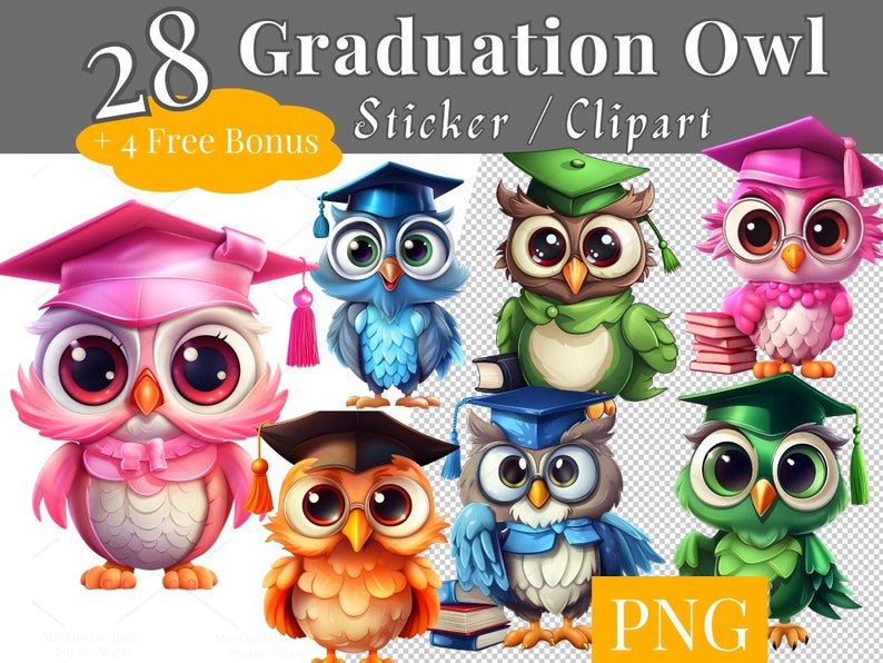 28 + 4 for Free - Graduation Owl Clipart Bundle – Cute Academic Owls ...