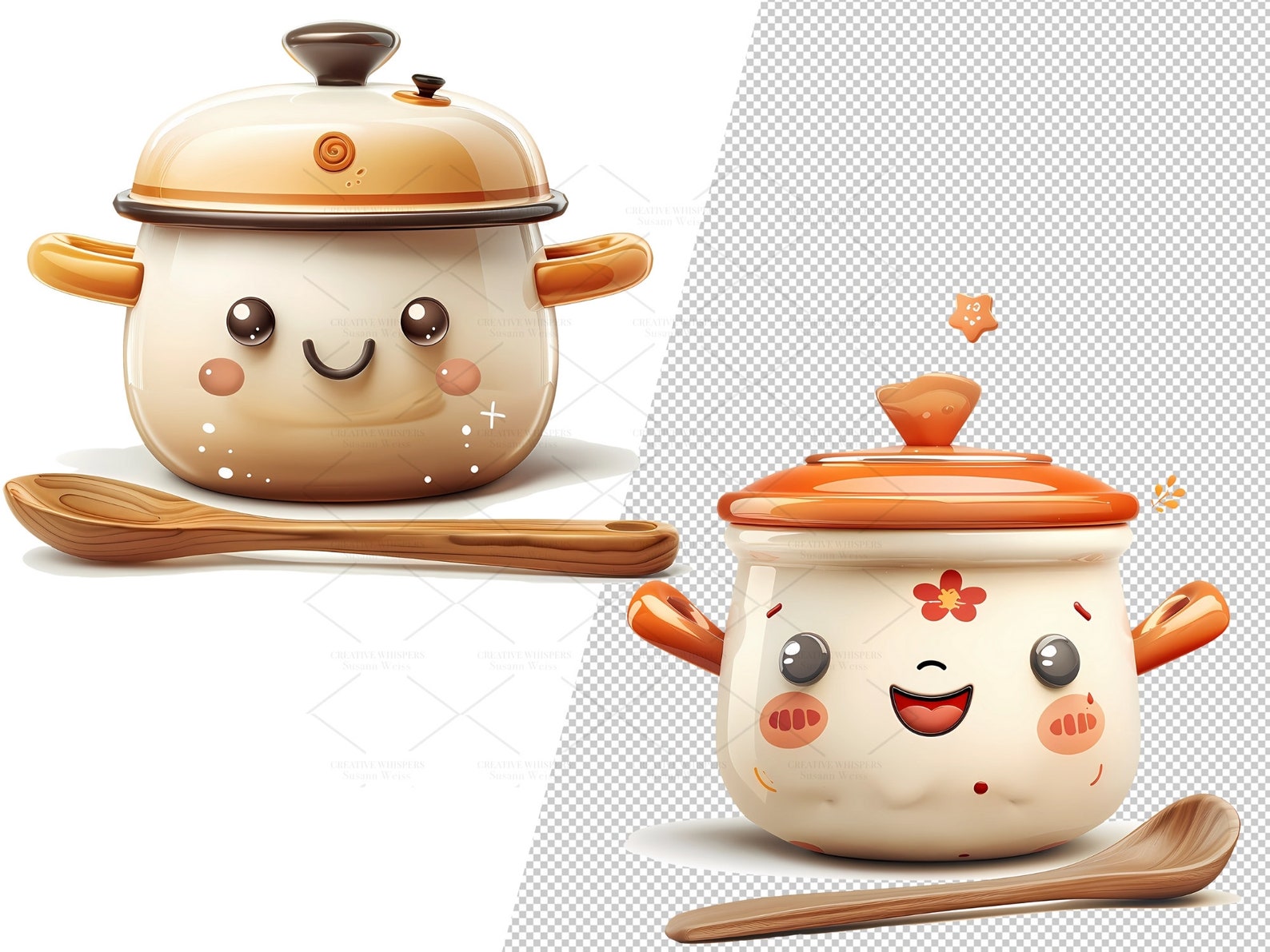 Cute Cooking Pot With Vegetables Illustration Clipart Bundle- 10 High ...