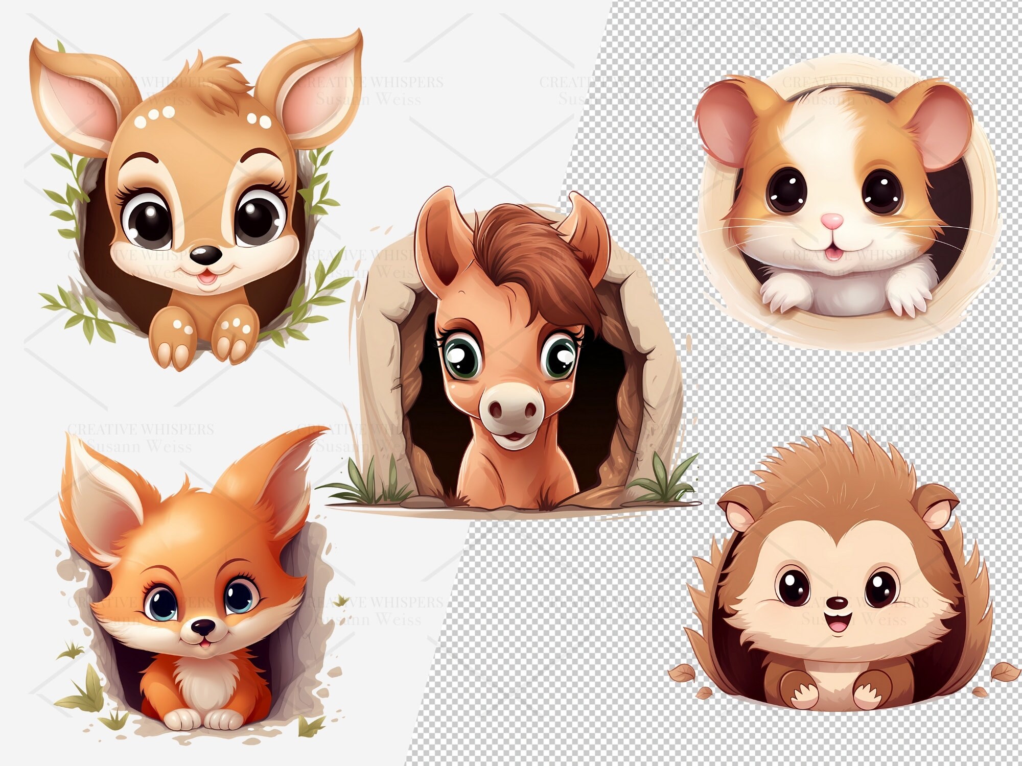 20 Cute Peekaboo Animal Clipart, Cute Animal Sticker, Ornaments ...
