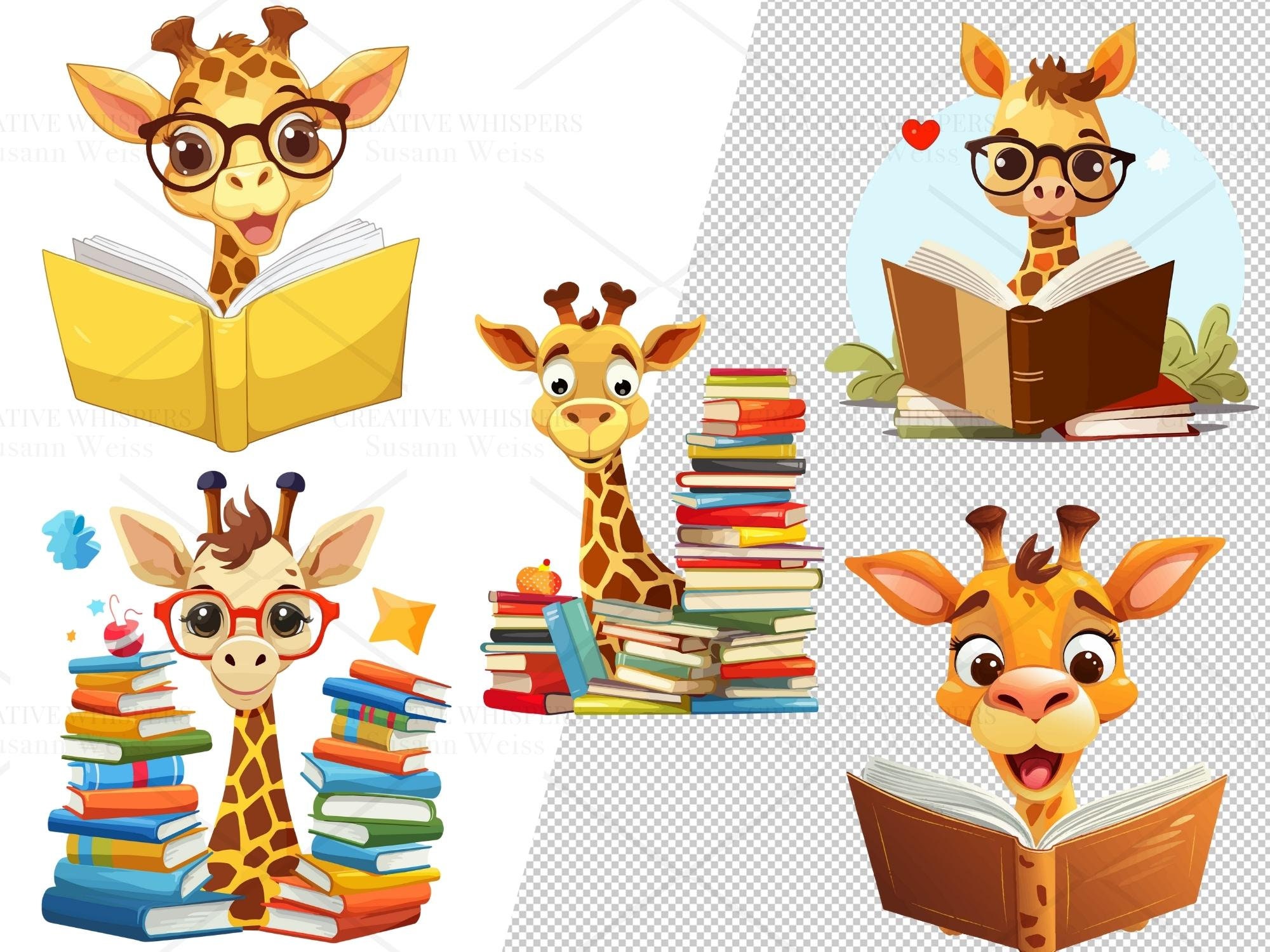 20 Cute Giraffe Stickers Clipart, Digital Downloads With Transparent ...