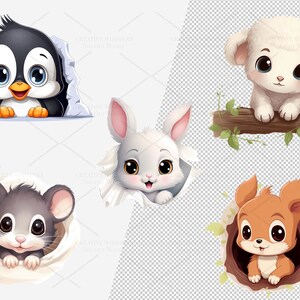 20 Cute Peeking Animal Clipart, Cute Animal Sticker, Ornaments ...