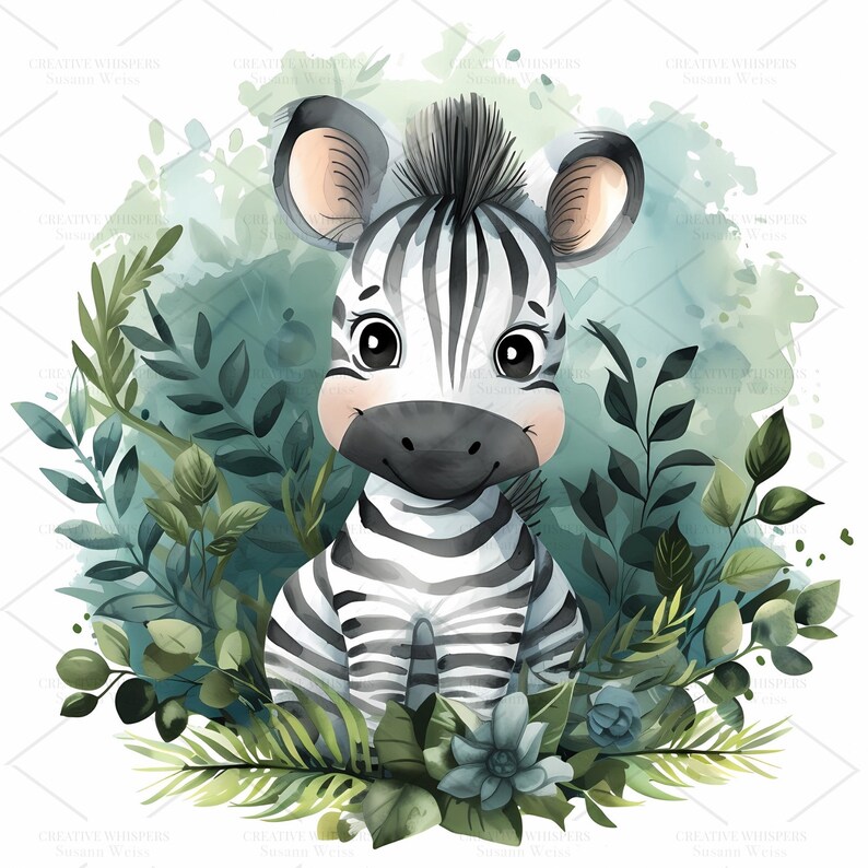 Jungle Baby Animals Watercolor Clipart Bundle 10 High Quality ...