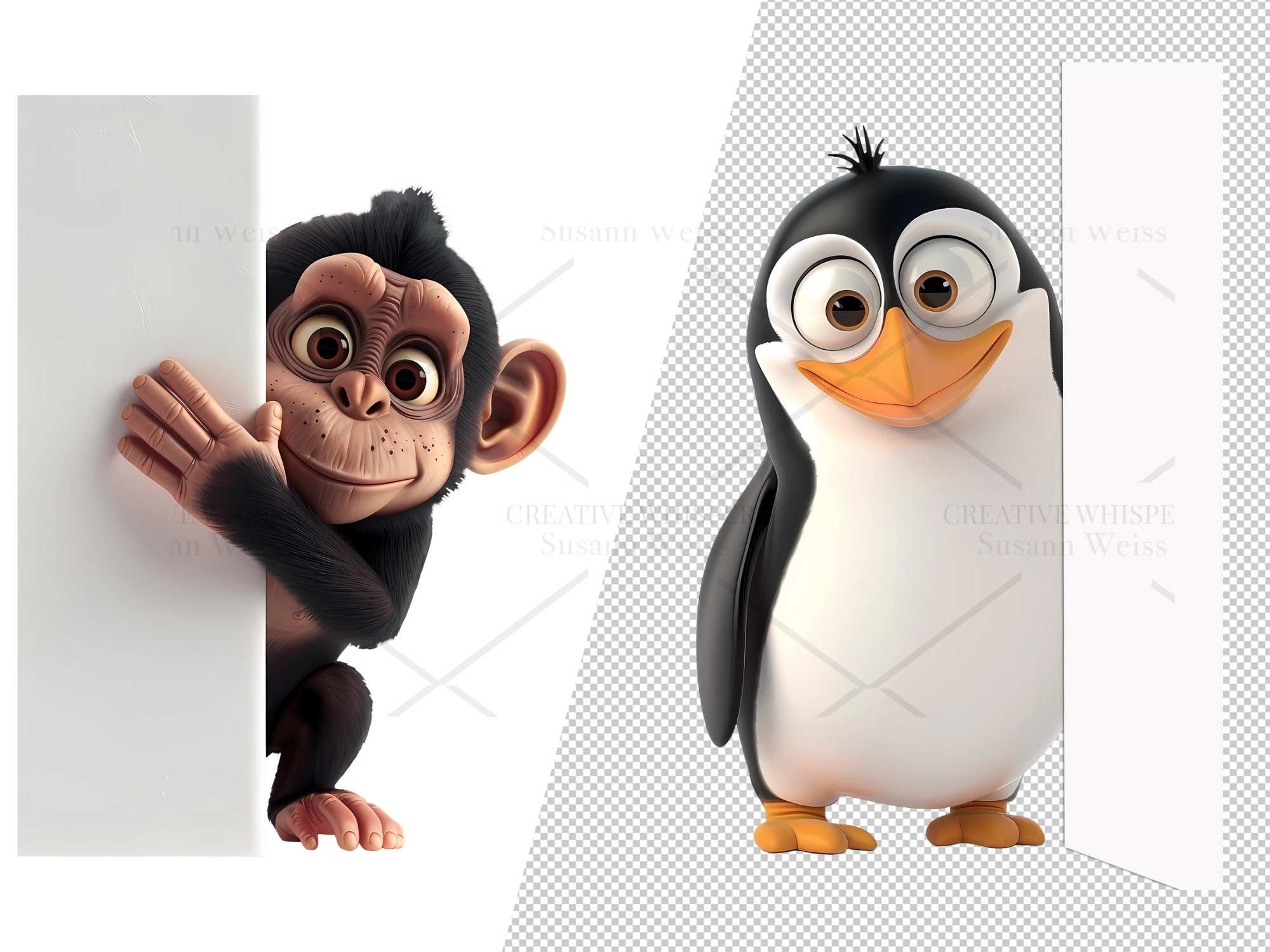 Cute Animal Peeking, Funny 3d Clipart Bundle 10 High Quality Pngs ...