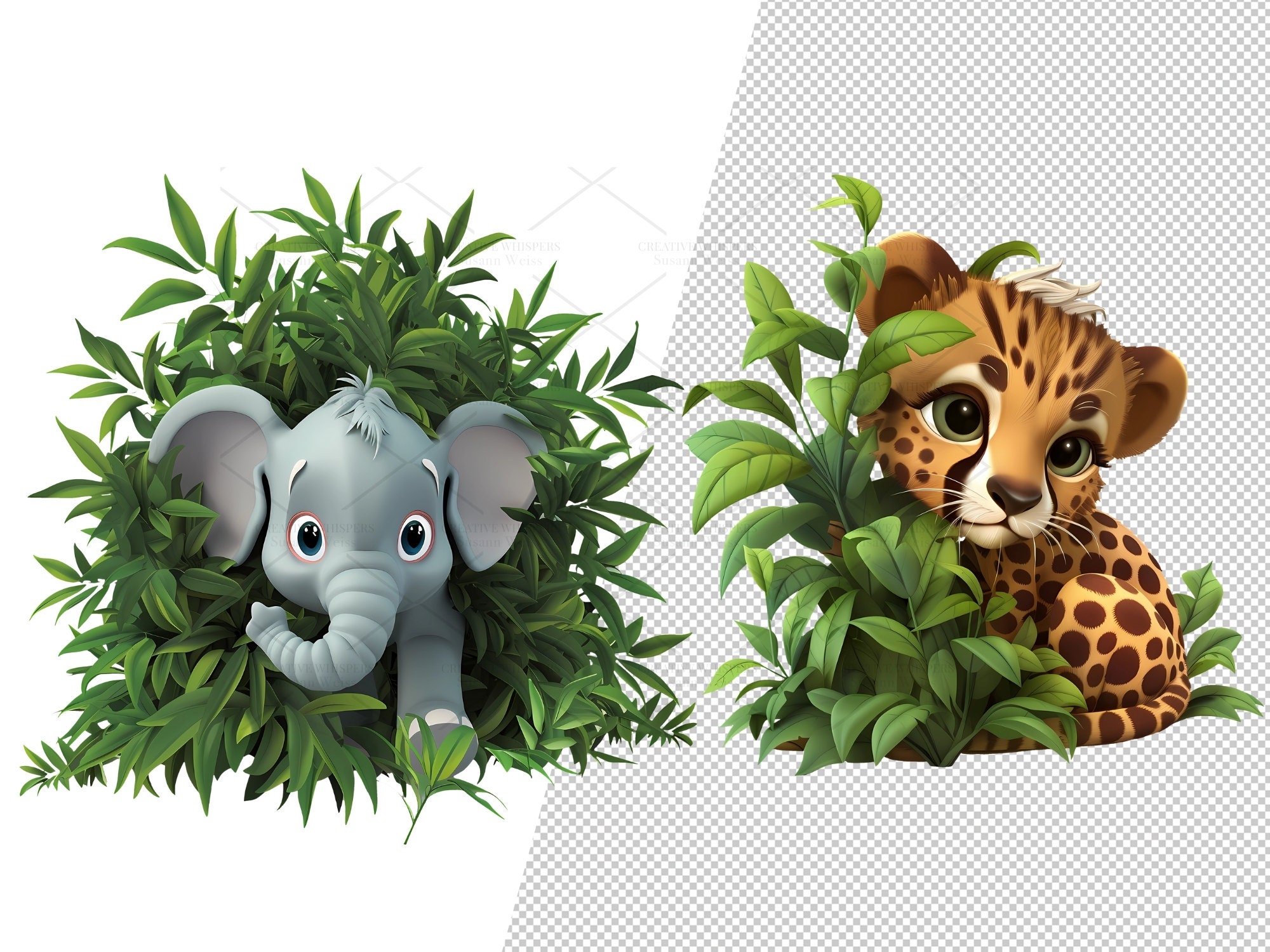 Jungle Animal Clipart Bundle: 3D Pngs for Scrapbooking (digital ...