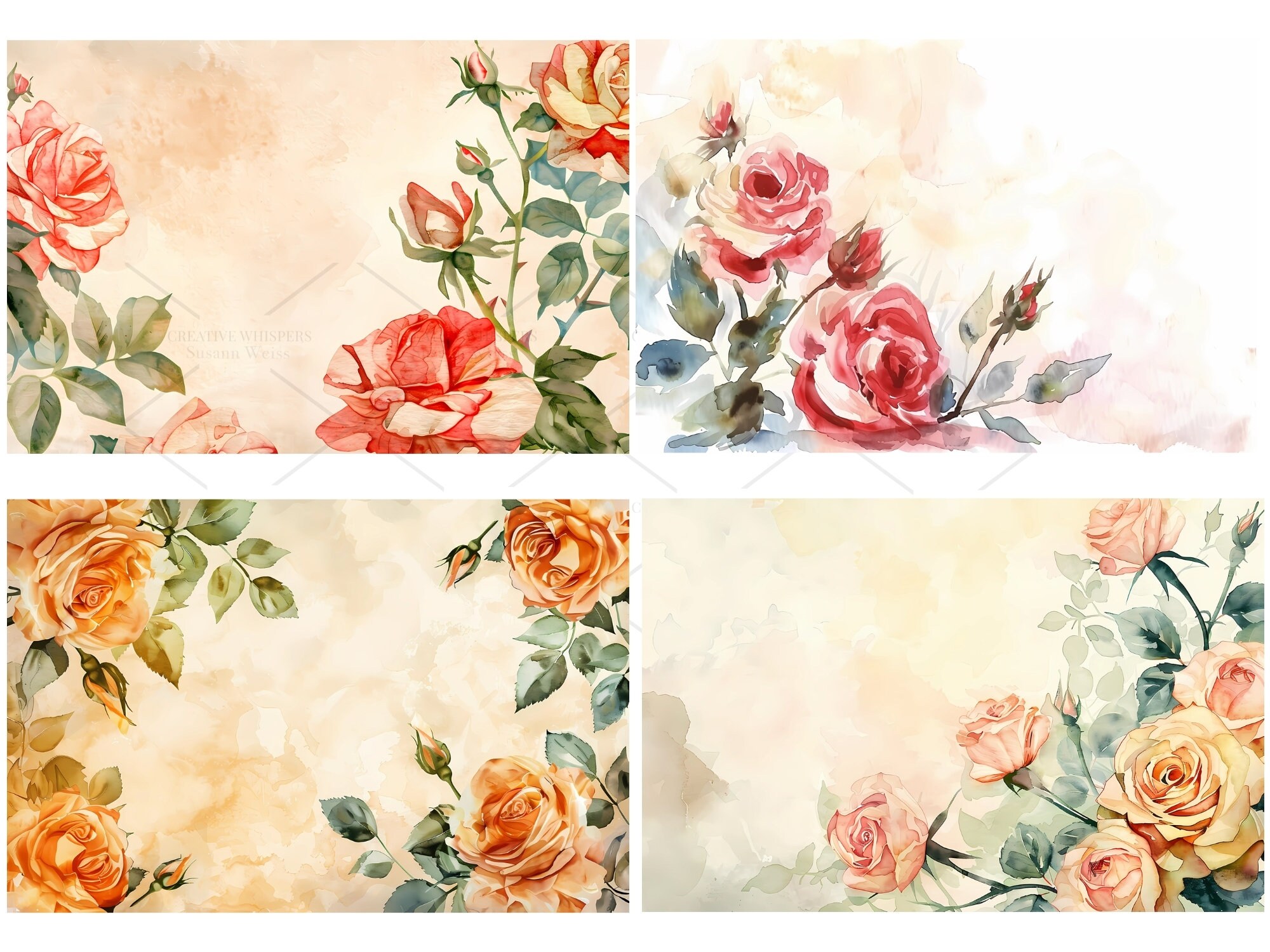 Save the Date Rose Flower Card Design Illustration Bundle 10 High ...