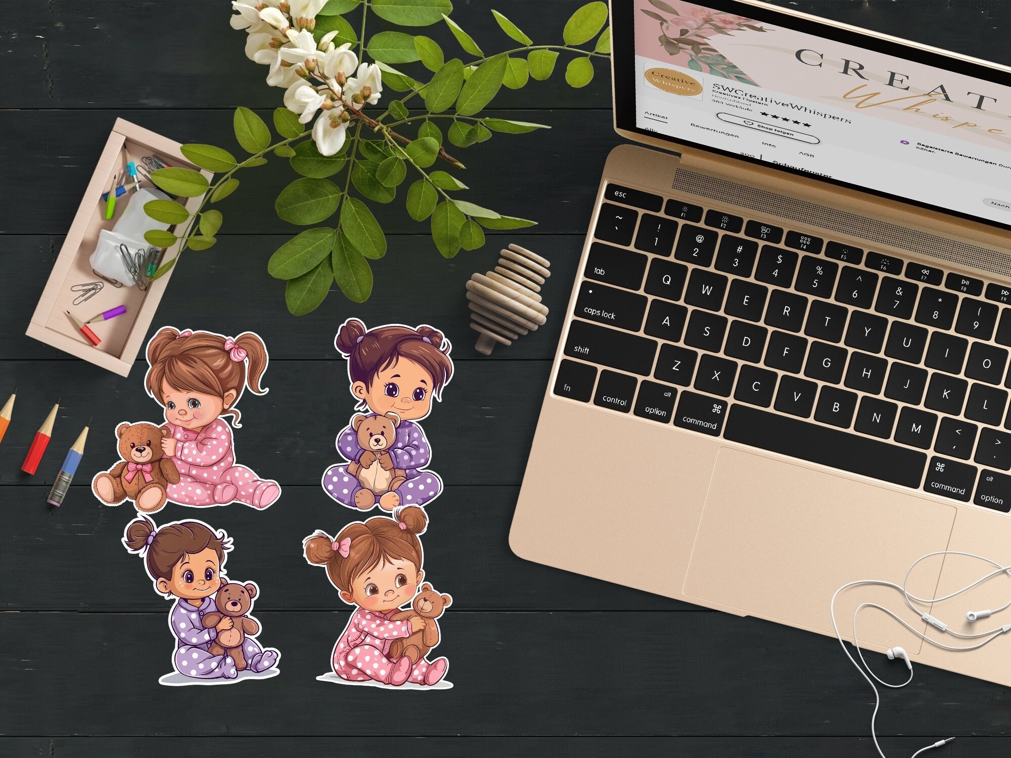 Cute Baby Girl Cartoon Sticker, Clipart Bundle 10 High Quality Pngs ...