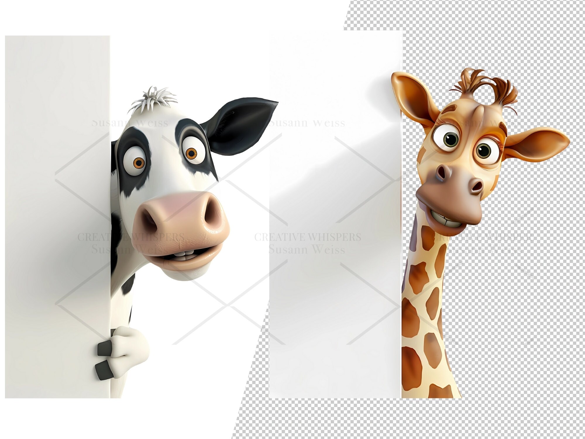 Cute Animal Peeking, Funny 3d Clipart Bundle 10 High Quality Pngs ...